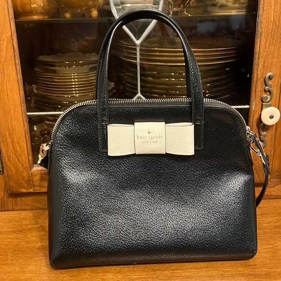 kate spade | Bags | Kate Spade New York Handbag Black With Cream Ribbon ...